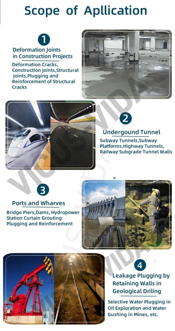 Hydrophilic polyurethane grout 1-component PU Grouting Concrete Grout ...